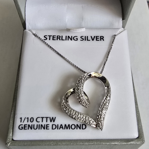 Jewelry | Nwt 11 Cttw Ss Diamond Pave Heart Pendant Necklace | Poshmark